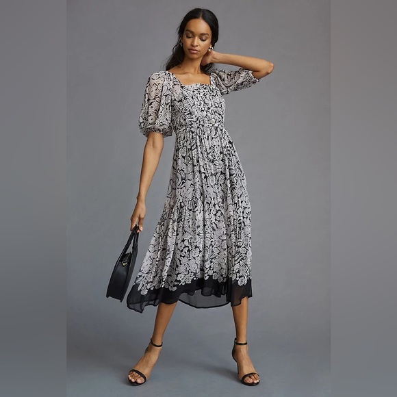 Anthropologie | Dresses | Nwt Anthropologie Square Neck Smocked Midi ...